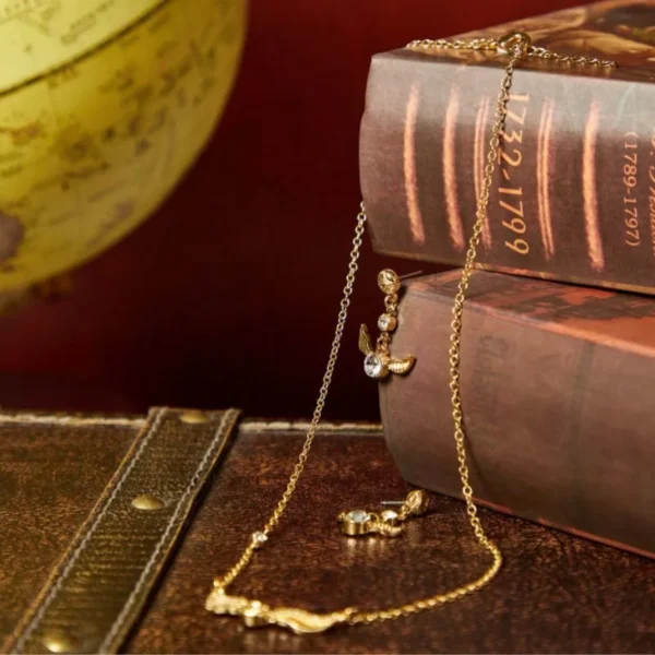 Juego Aretes y Collar Snitch Dorada - Tienda Potter-Rodie Store