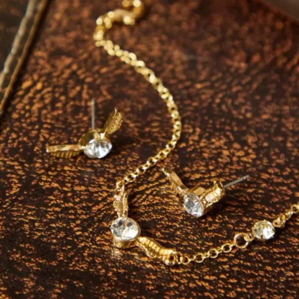 Juego Aretes Y Pulsera Snitch Dorada - Tienda Potter-Rodie Store